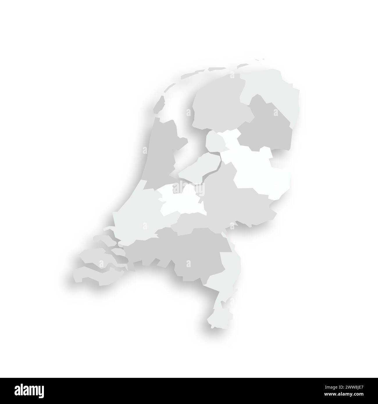 Netherlands political map of administrative divisions - provinces. Grey ...