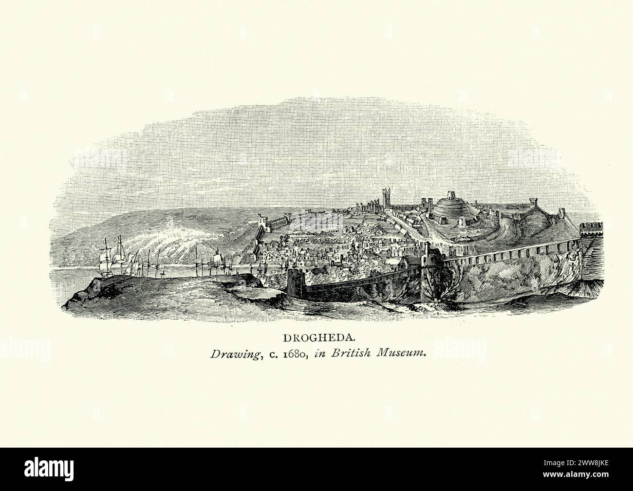 View of Drogheda, Ireland in the 17th Century. one of the oldest towns ...