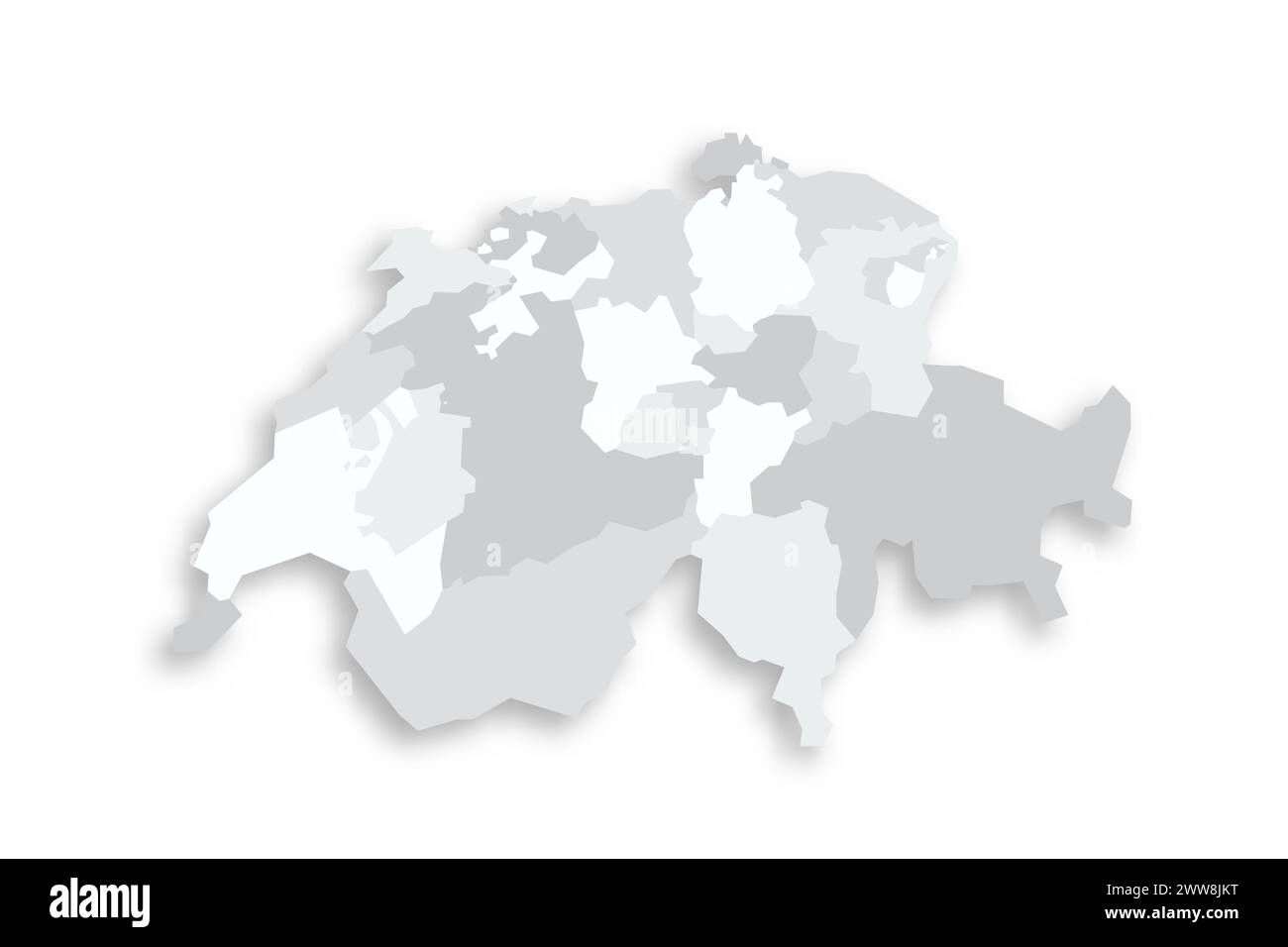Switzerland political map of administrative divisions - cantons. Grey ...