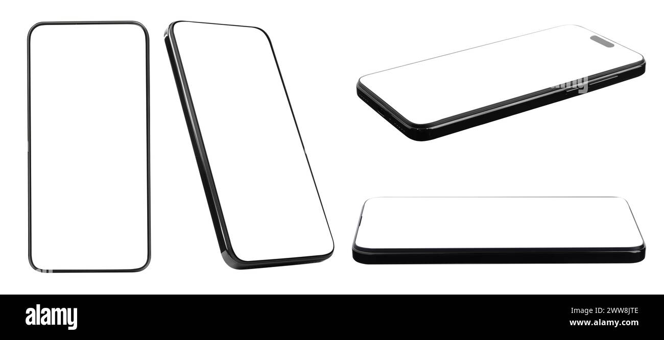 Smartphones with empty screens on white background. Mockup for design ...