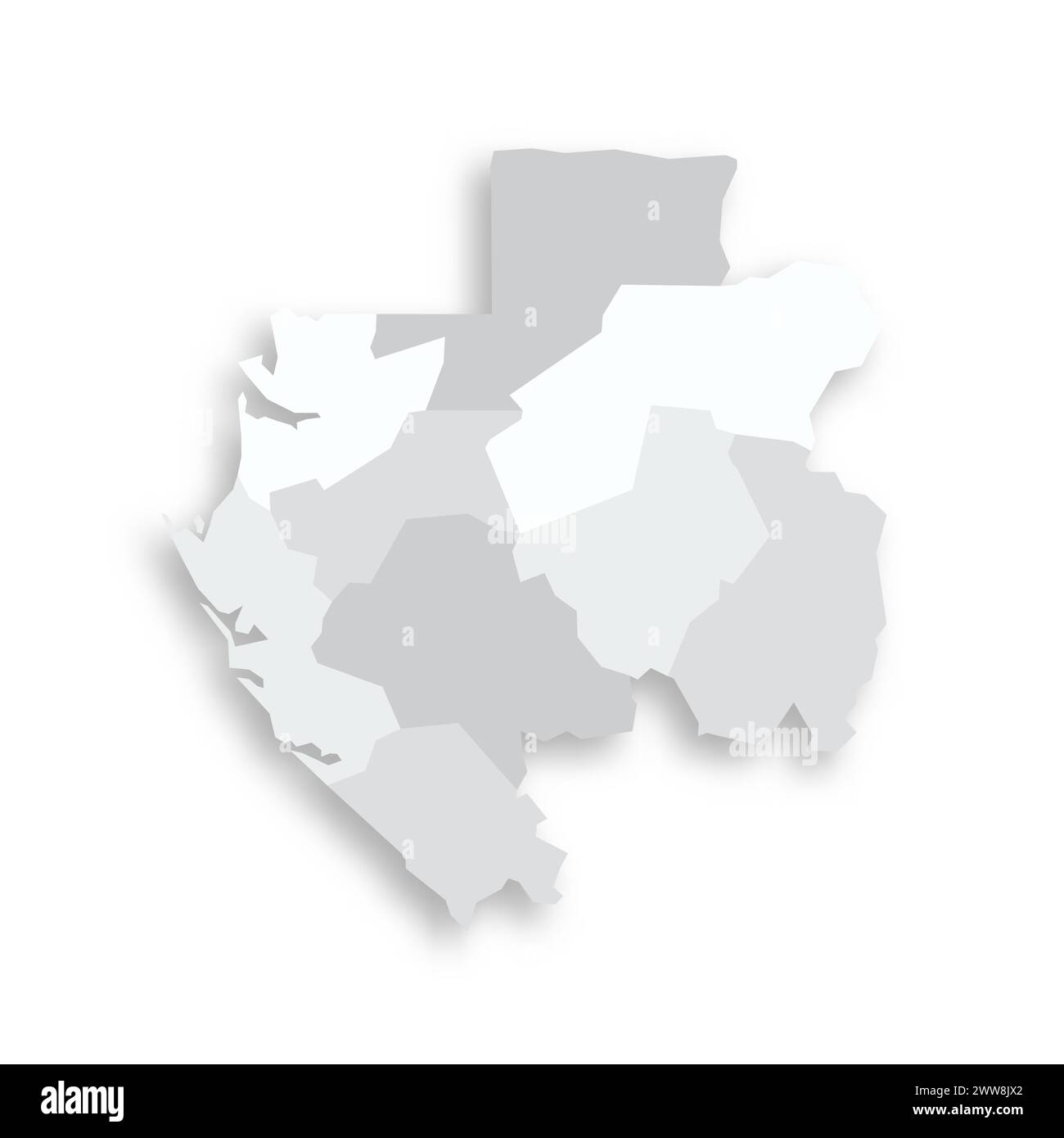 Gabon political map of administrative divisions - provinces. Grey blank ...