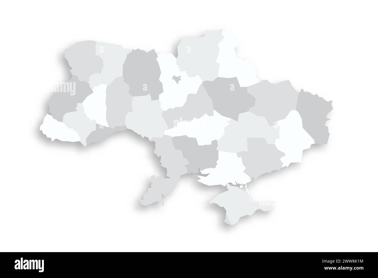 Ukraine political map of administrative divisions - regions, two cities ...