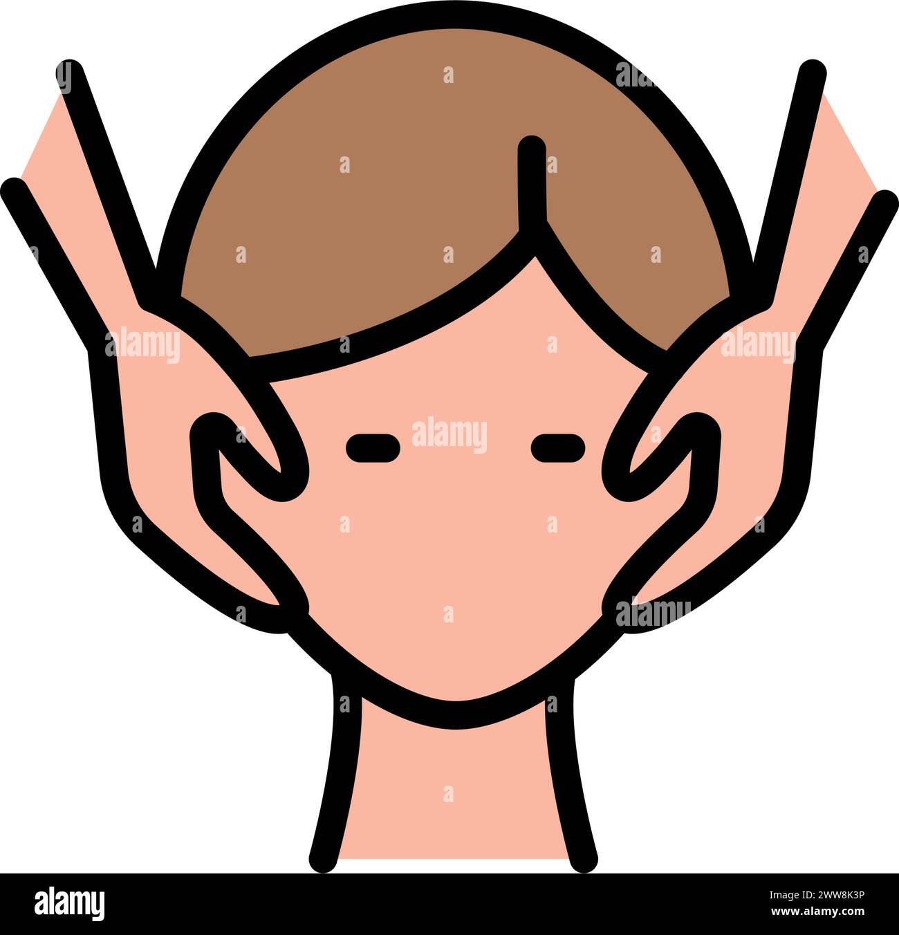 Aesthetic cosmetology color icon, anti age skin care. Face massage sign ...