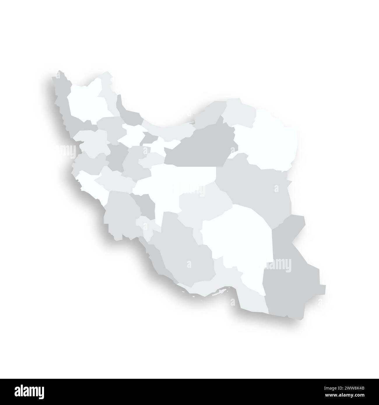 Iran political map of administrative divisions - provinces. Grey blank flat vector map with ...