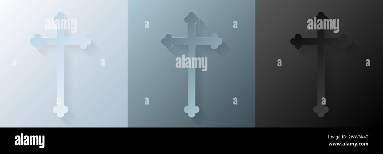 Papercut Christian cross 3D Papercraft religious crucifix icon Stock ...