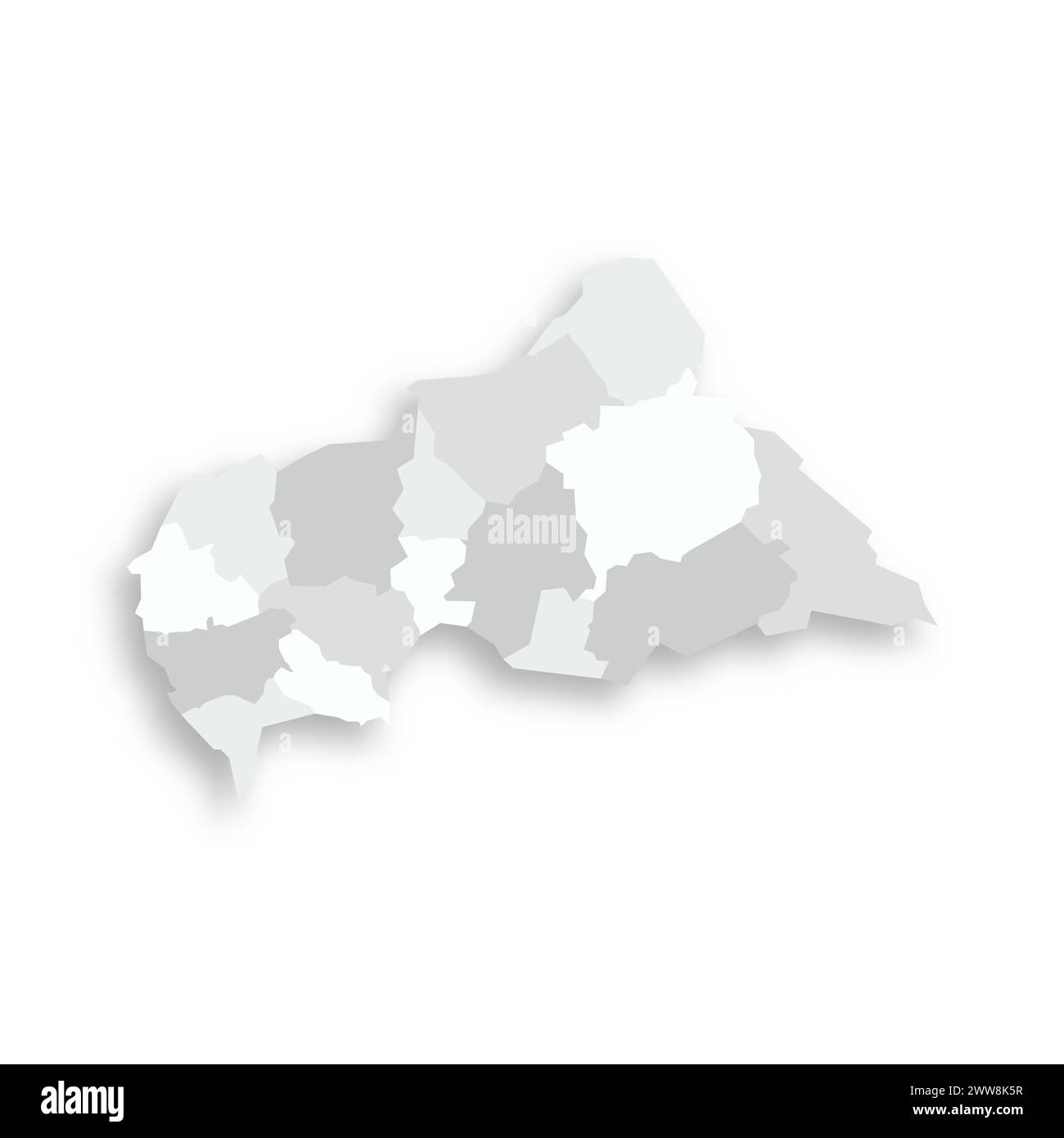 Central African Republic political map of administrative divisions ...