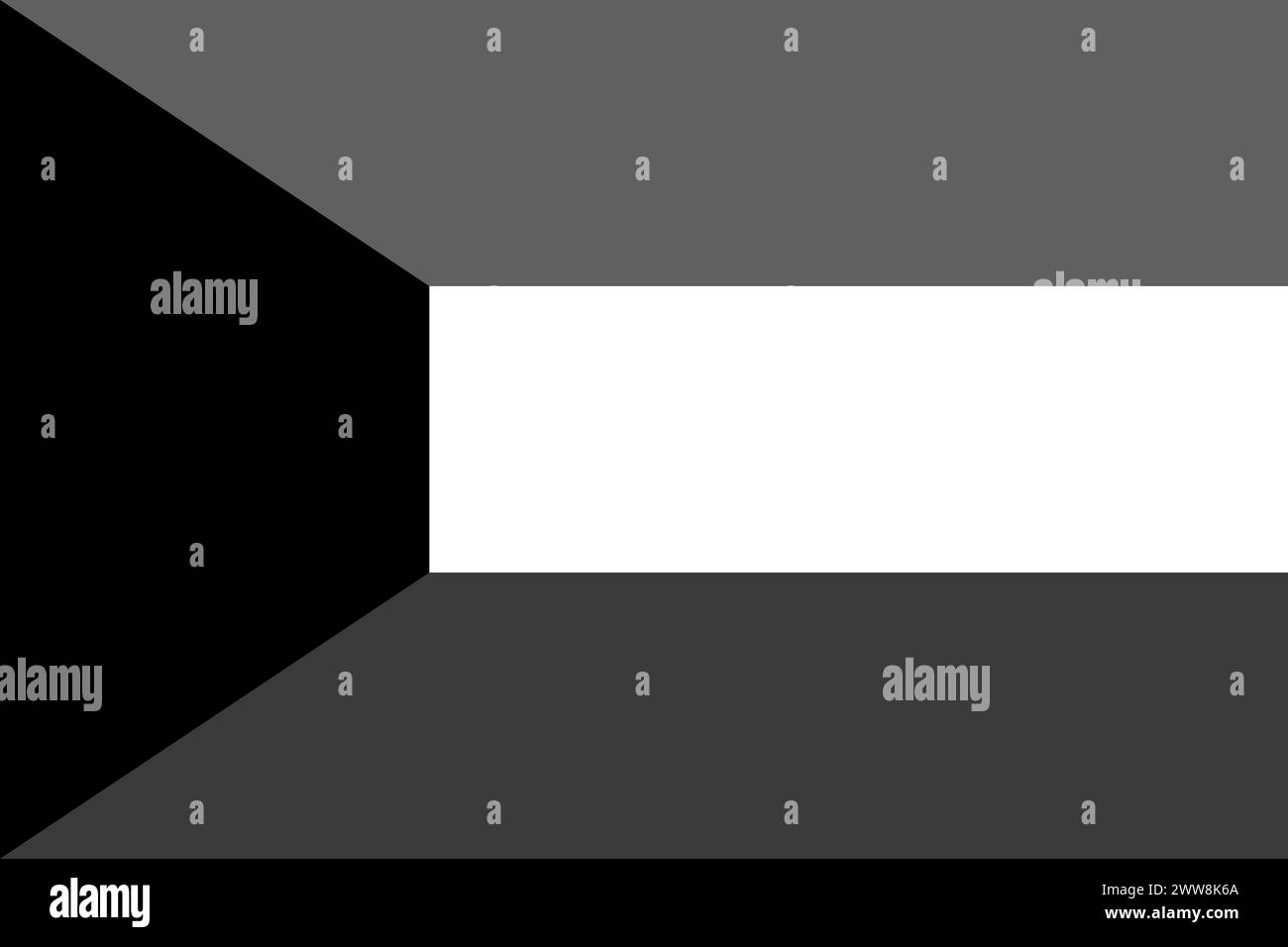 Kuwait flag - greyscale monochrome vector illustration. Flag in black ...