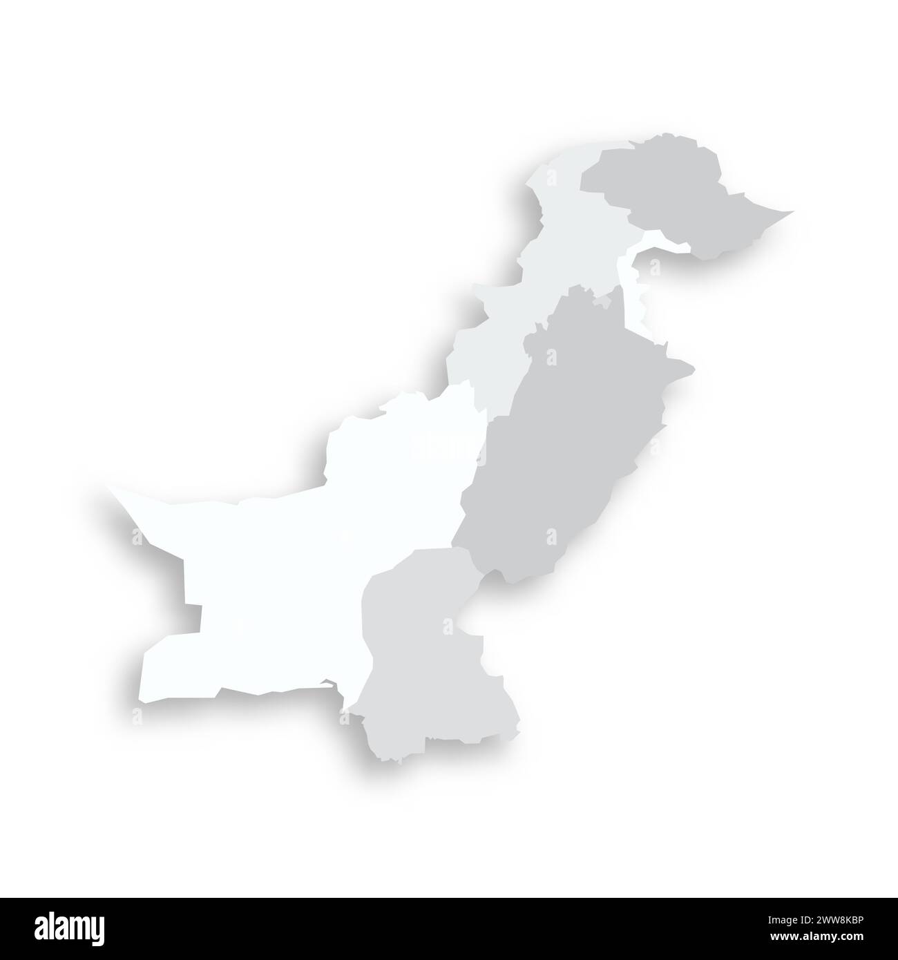 Pakistan political map of administrative divisions - provinces and autonomous territories. Grey ...
