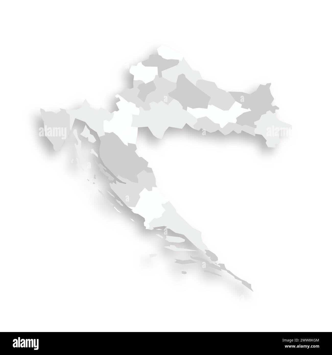 Croatia political map of administrative divisions - counties. Grey ...