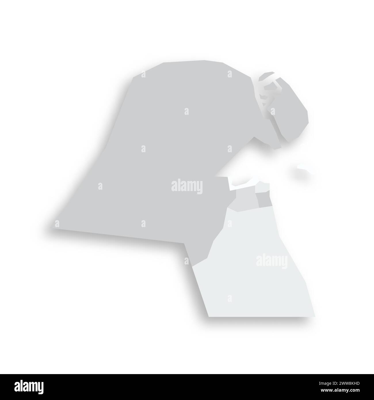 Kuwait political map of administrative divisions - governorates. Grey ...