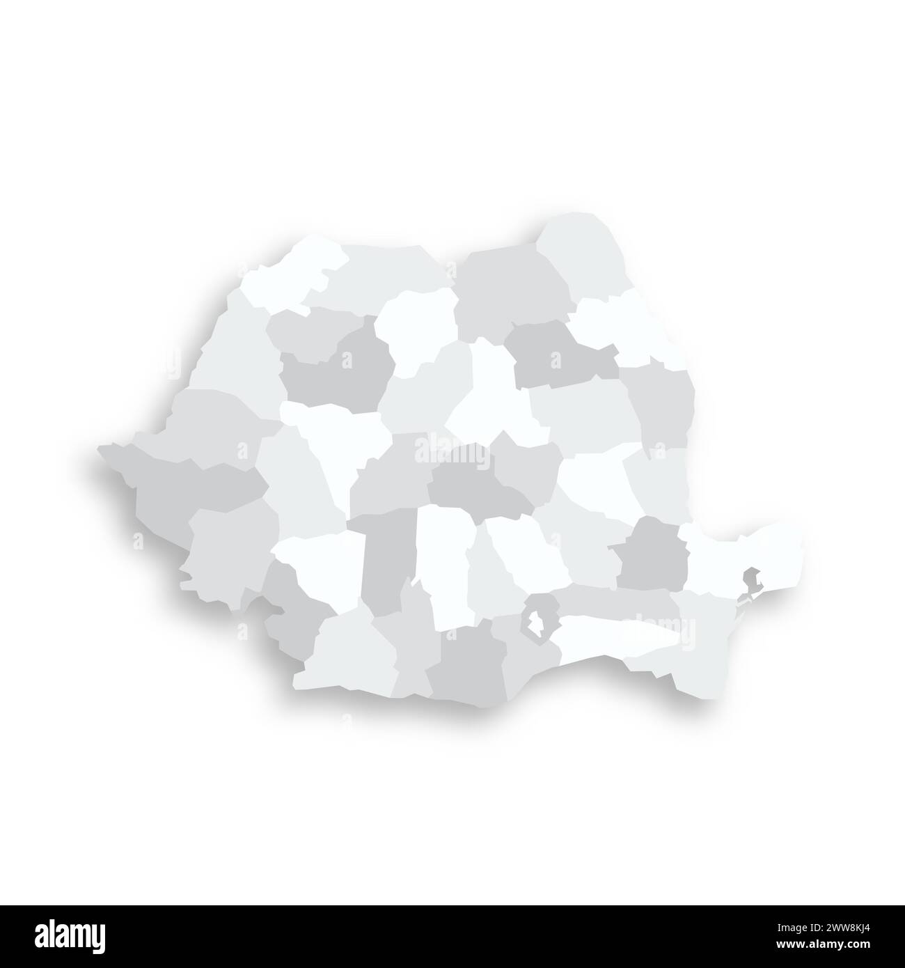 Romania political map of administrative divisions - counties and autonomous municipality of ...