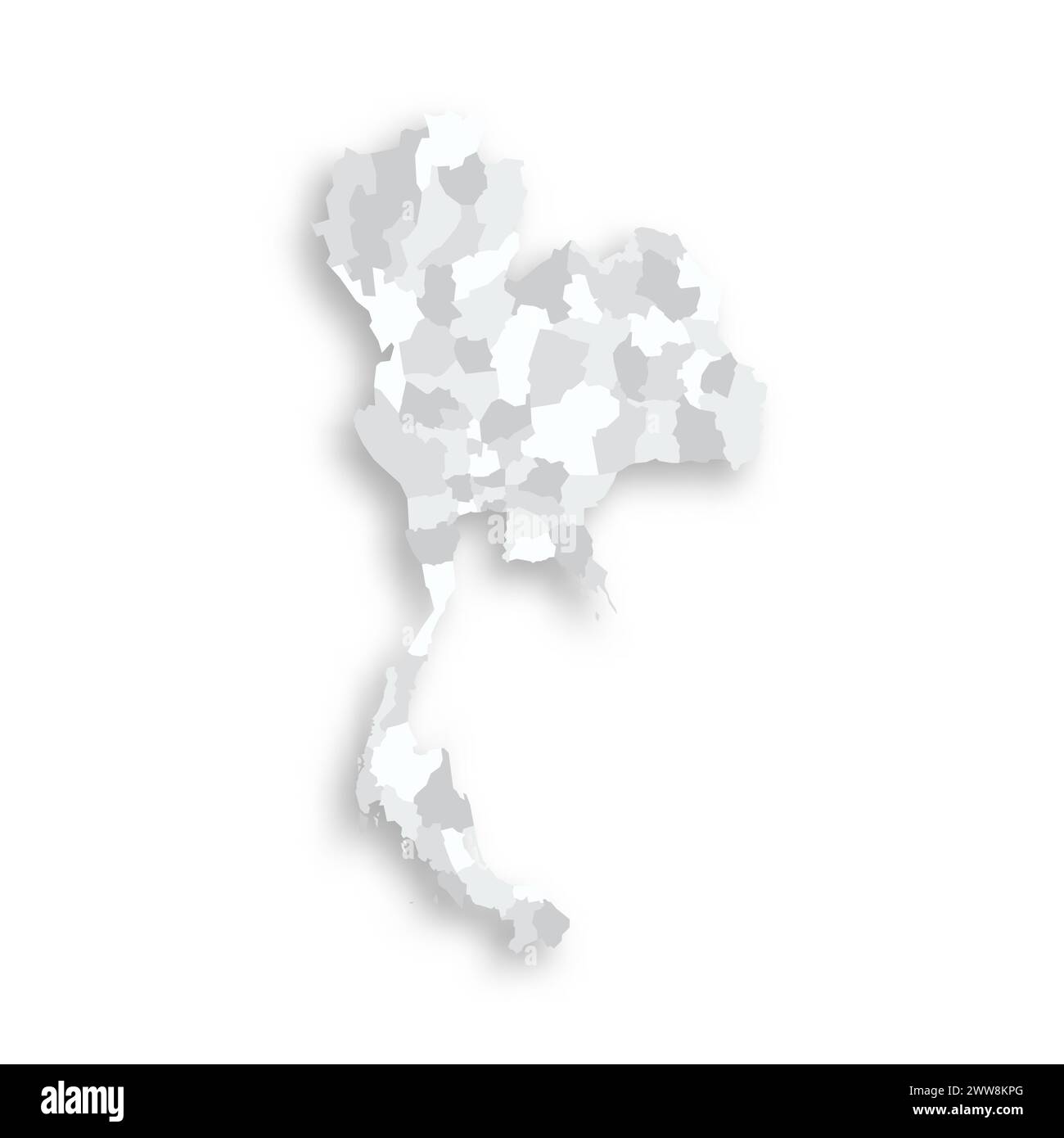 Thailand political map of administrative divisions - provinces. Grey ...