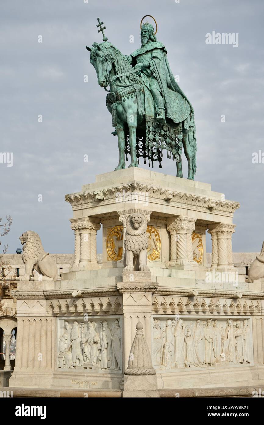 Statue of St. Stephen I at Fisherman's Bastion. By sculptor Alajos ...