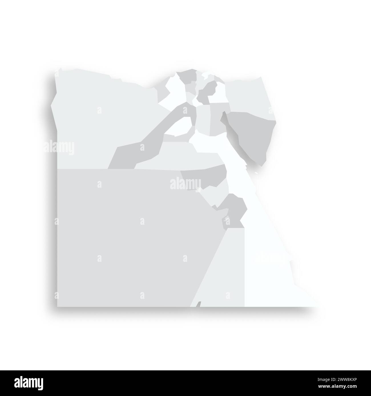 Egypt political map of administrative divisions - governorates. Grey ...