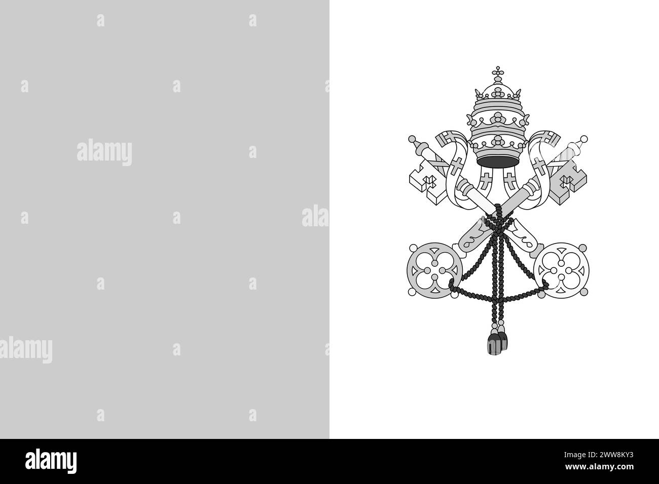Vatican City flag - greyscale monochrome vector illustration. Flag in ...