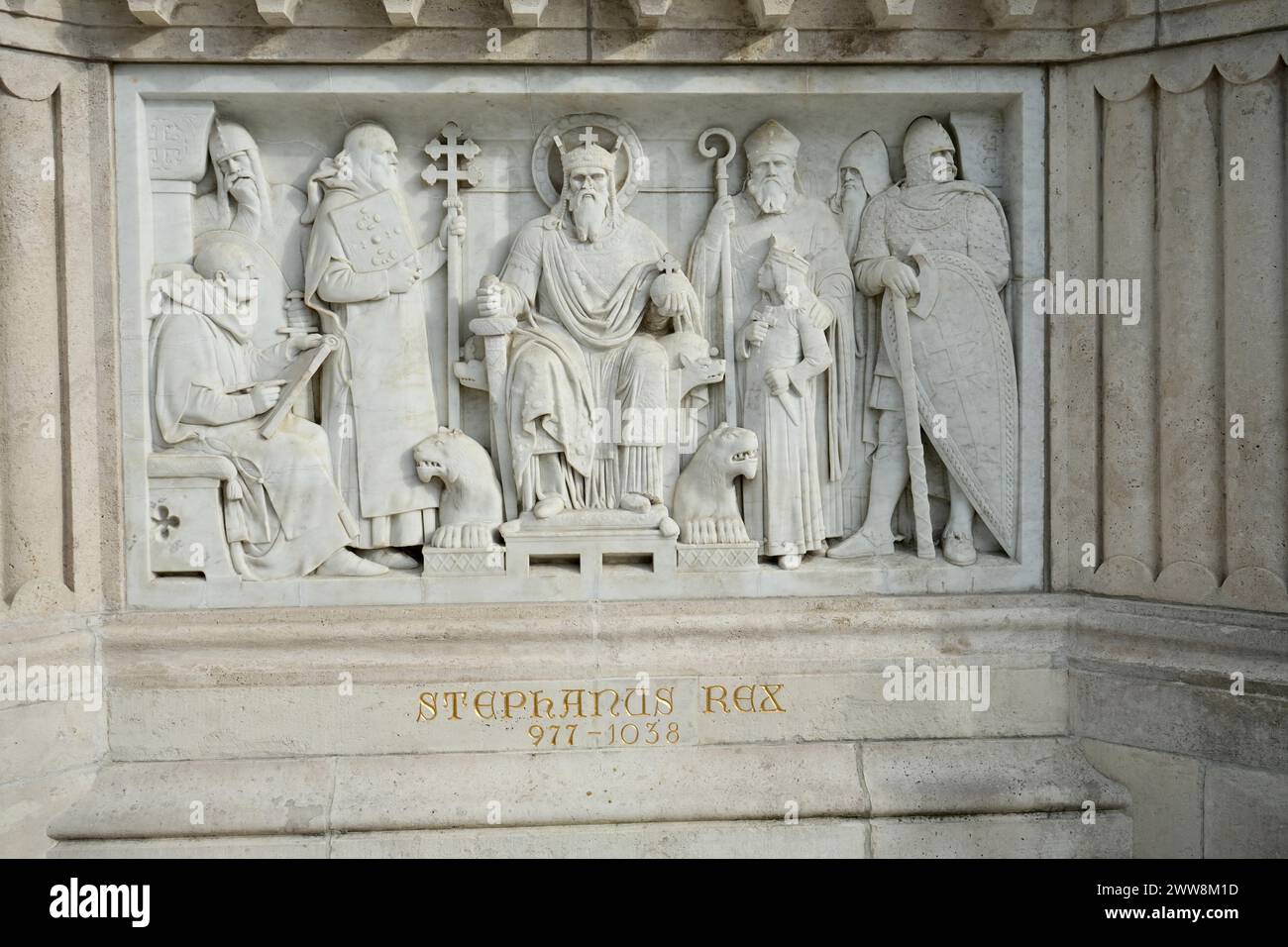 Relief detail from The Statue of St. Stephen I at Fisherman's Bastion ...