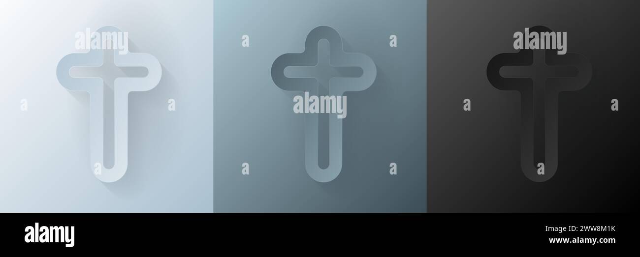 Papercut Christian cross 3D Papercraft religious crucifix icon Stock ...