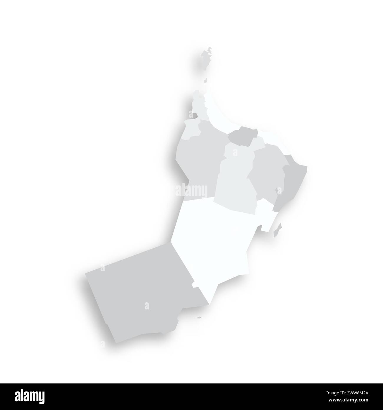 Oman political map of administrative divisions - governorates. Grey ...