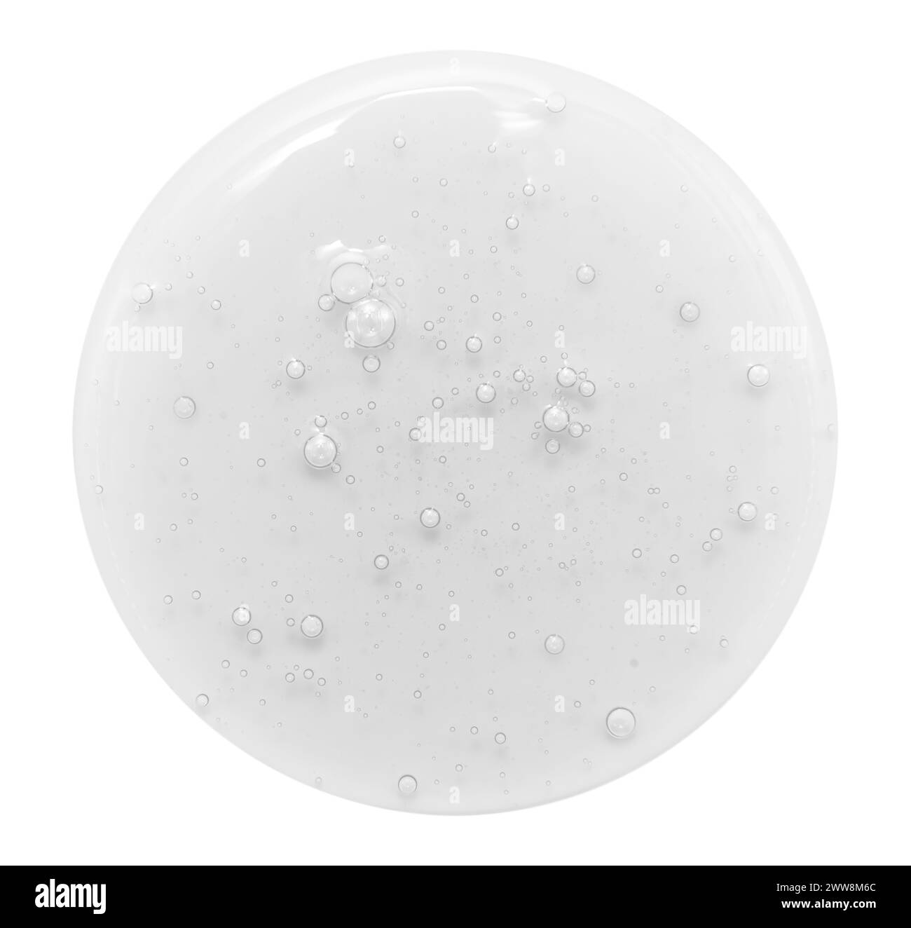 Soap foam round shape on a white background. Shampoo or detergent drop ...