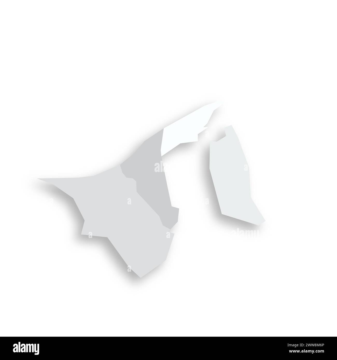 Brunei political map of administrative divisions - districts. Grey ...