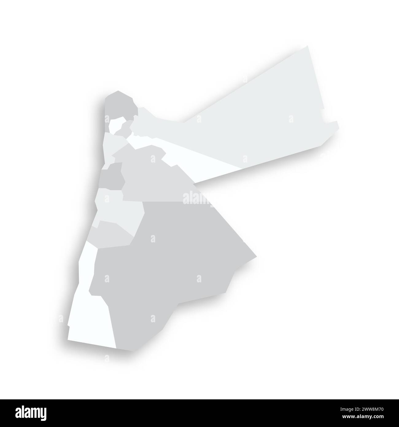 Jordan political map of administrative divisions - governorates. Grey ...