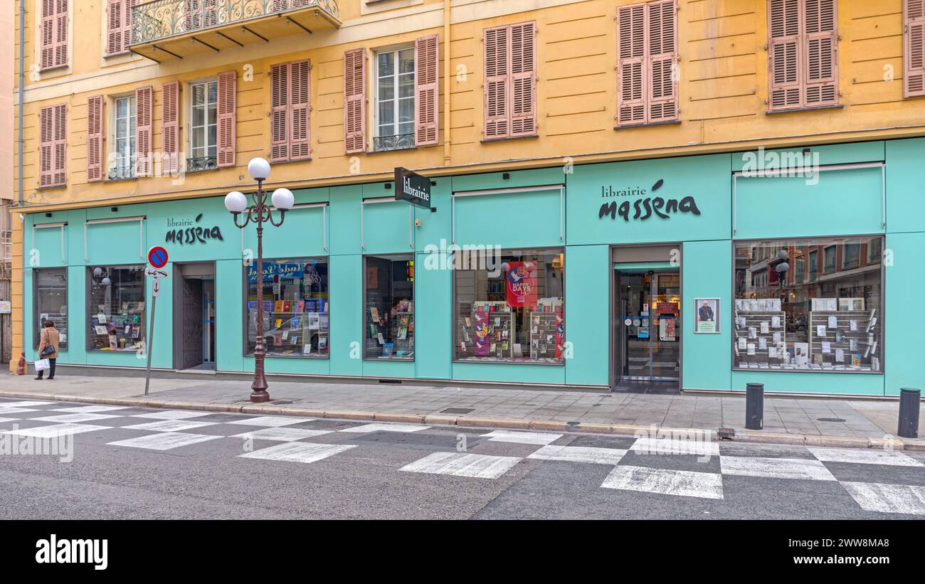 Nice, France - January 31, 2018: Large Bookstore Massena at Gioffredo ...