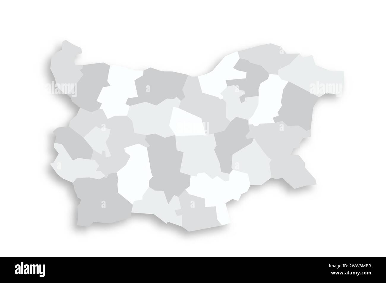 Bulgaria political map of administrative divisions - provinces and regions. Grey blank flat ...