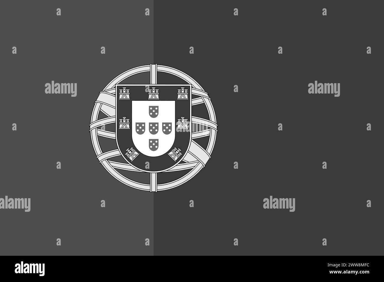 Portugal flag - greyscale monochrome vector illustration. Flag in black ...