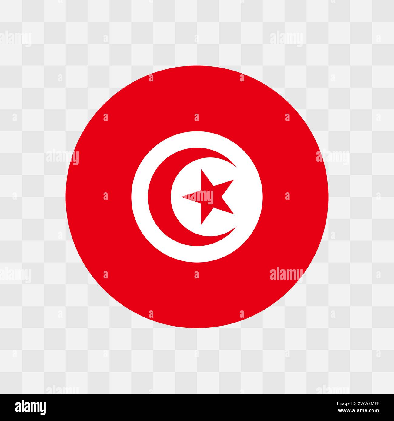 Tunisia flag - circle vector flag isolated on checkerboard transparent background Stock Vector ...
