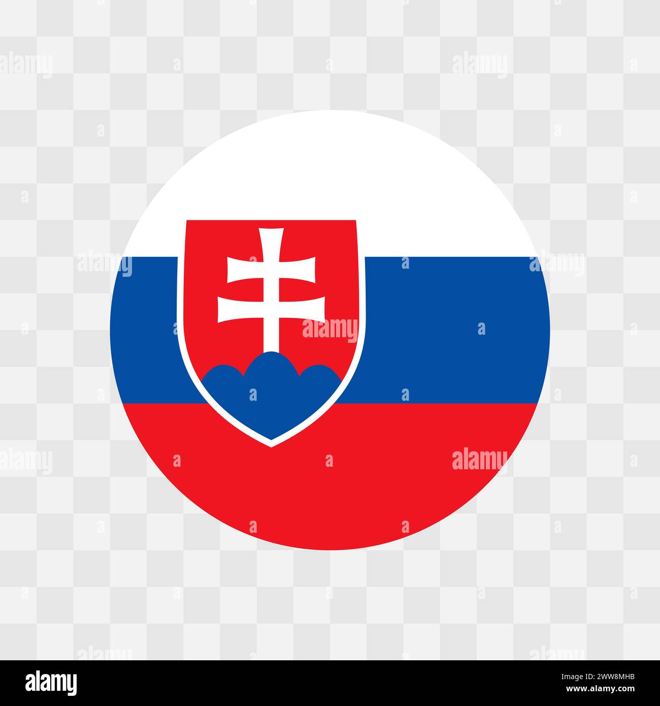 Slovakia flag - circle vector flag isolated on checkerboard transparent ...