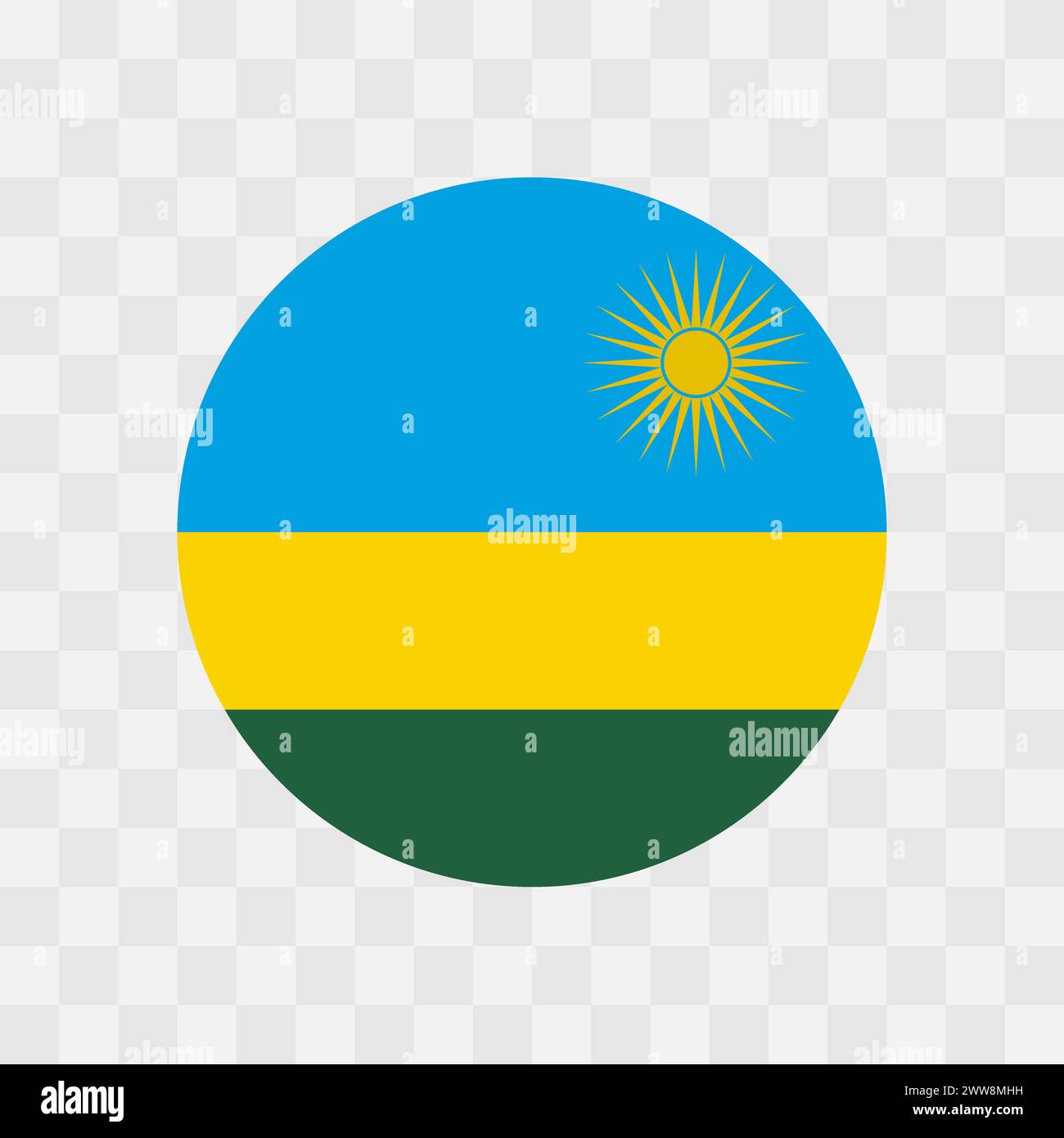 Rwanda flag - circle vector flag isolated on checkerboard transparent ...
