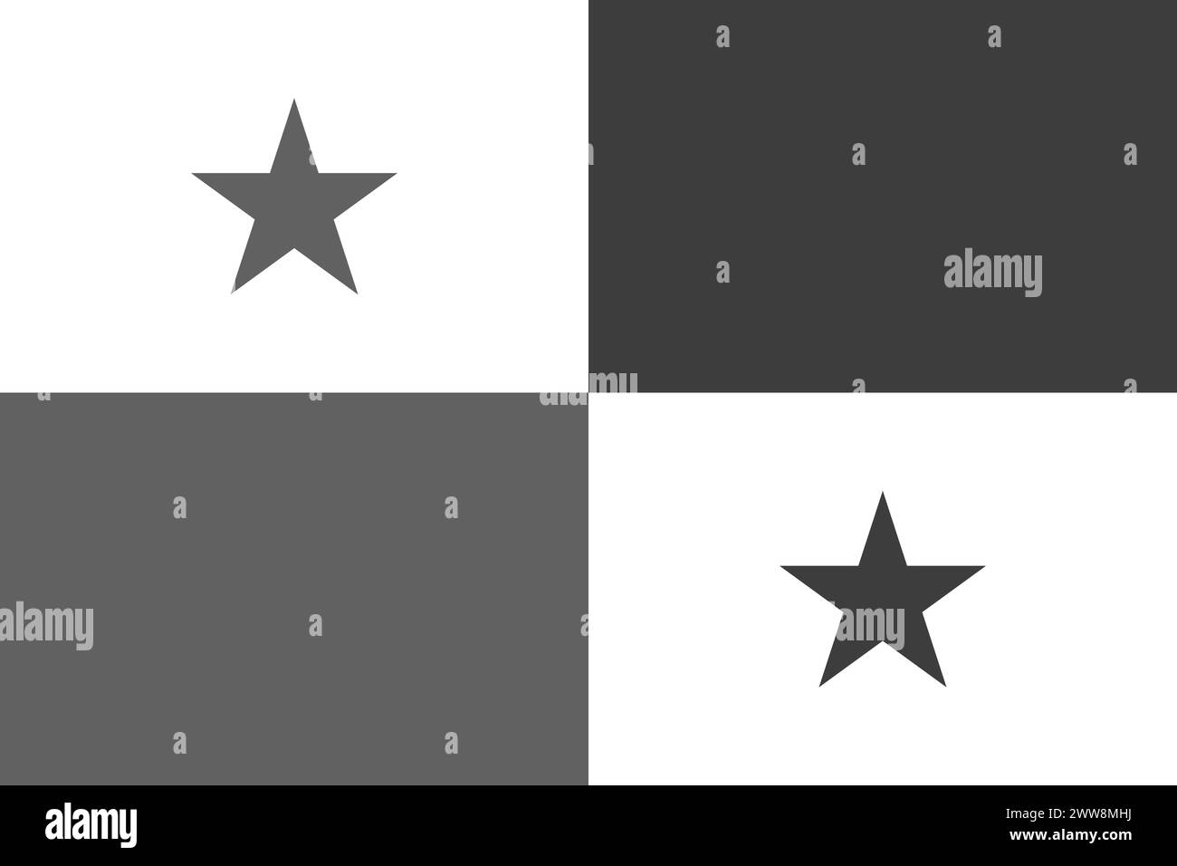 Panama flag - greyscale monochrome vector illustration. Flag in black ...