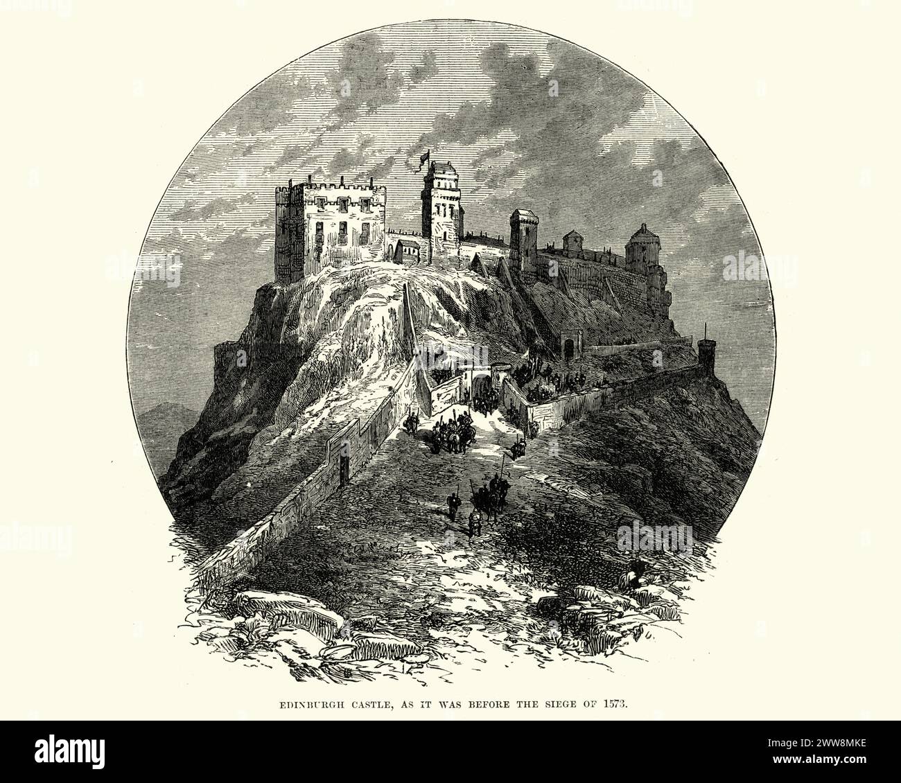 Vintage engraving of Edinburgh Castle, 16th Century Stock Photo - Alamy