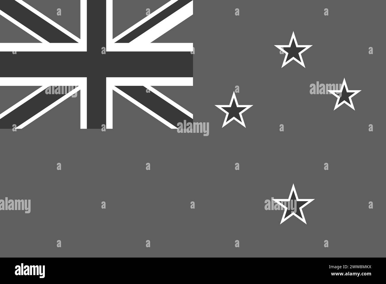New Zealand flag - greyscale monochrome vector illustration. Flag in ...