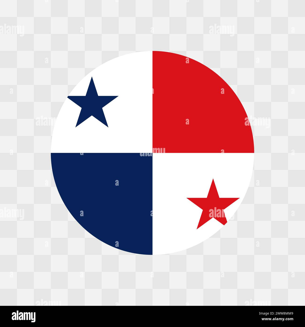 Panama flag - circle vector flag isolated on checkerboard transparent ...