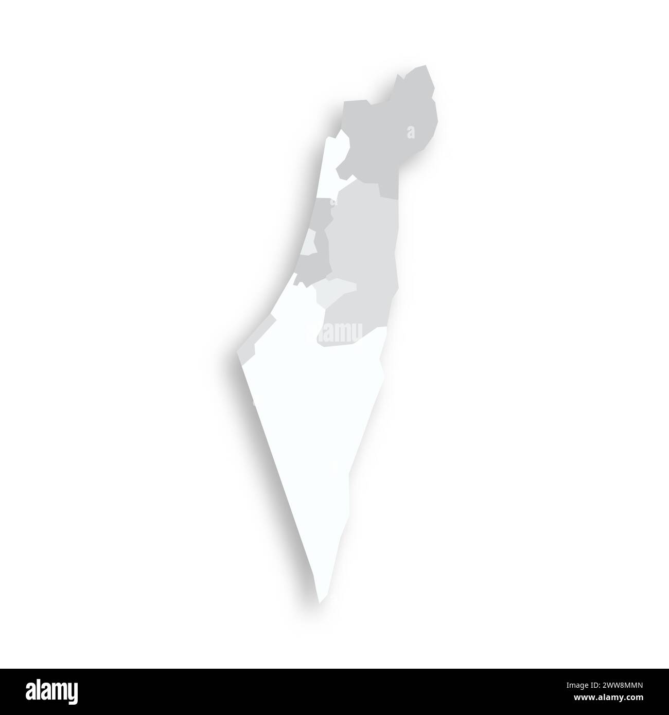 Israel political map of administrative divisions - districts, Gaza ...