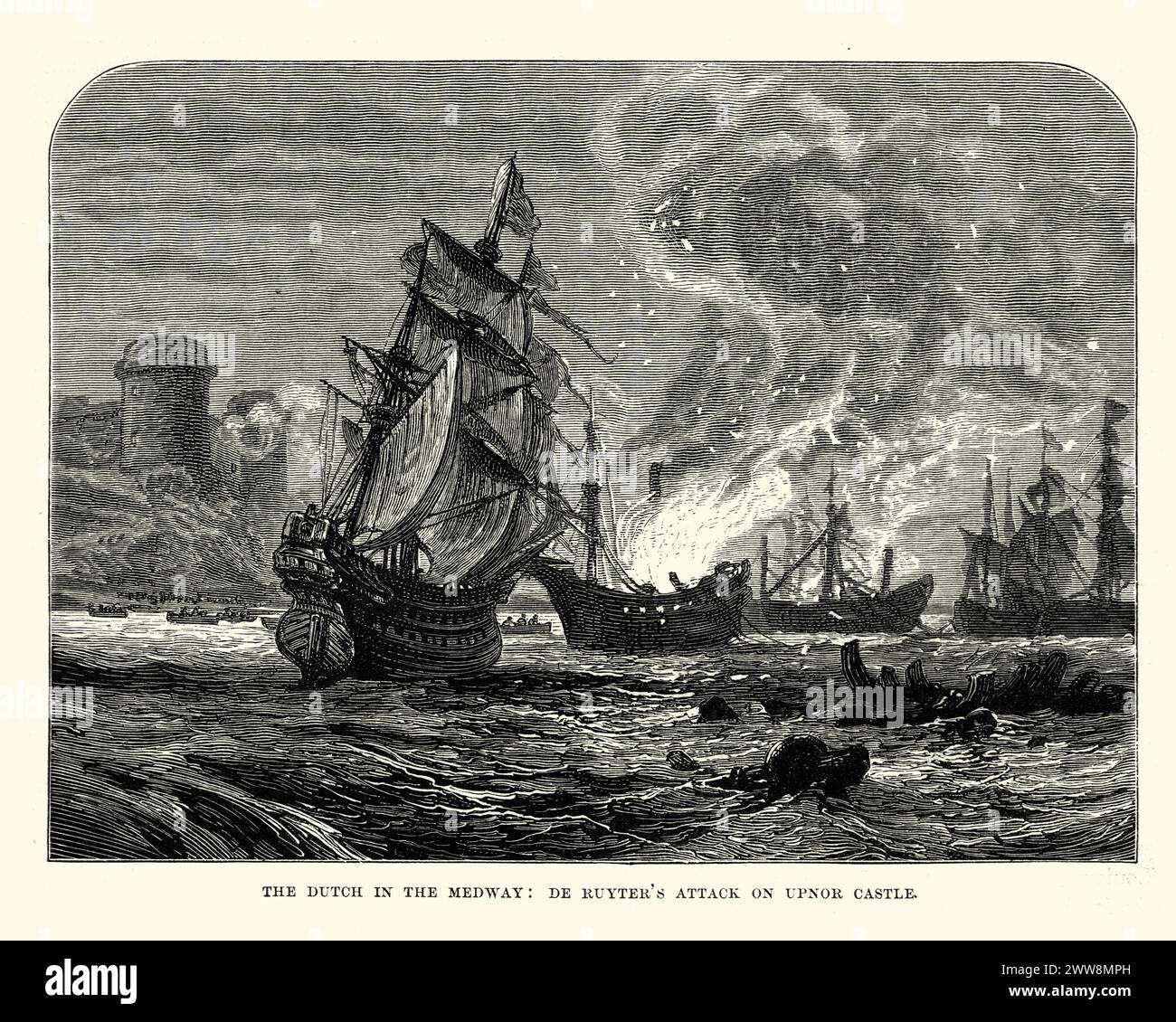 History engraving the dutch in the medway hi-res stock photography and ...