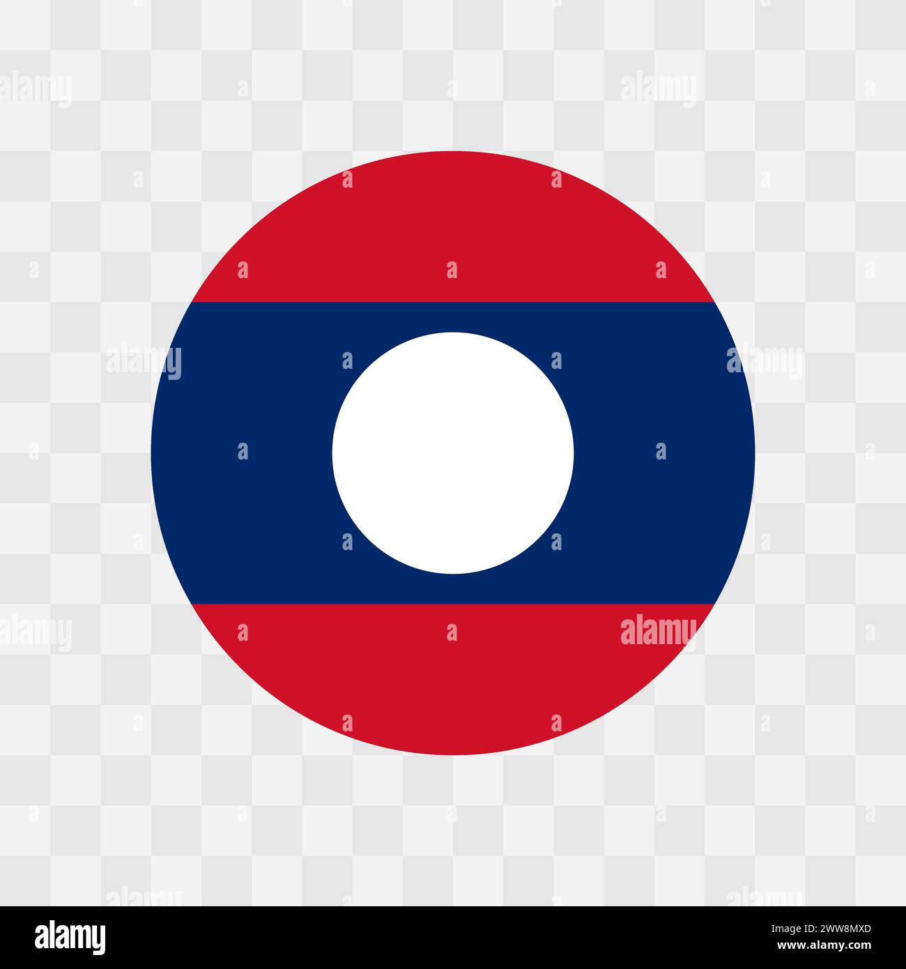 Laos flag - circle vector flag isolated on checkerboard transparent ...