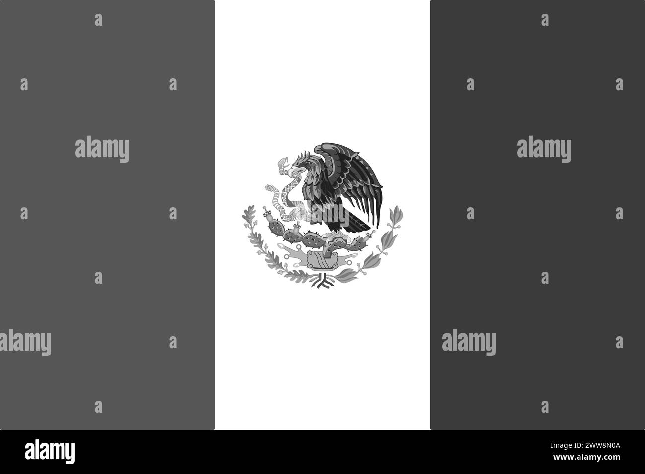 Mexico flag - greyscale monochrome vector illustration. Flag in black ...