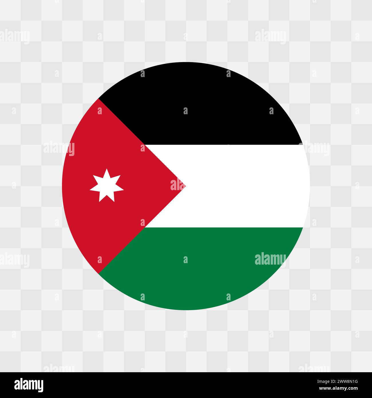 Jordan flag - circle vector flag isolated on checkerboard transparent ...
