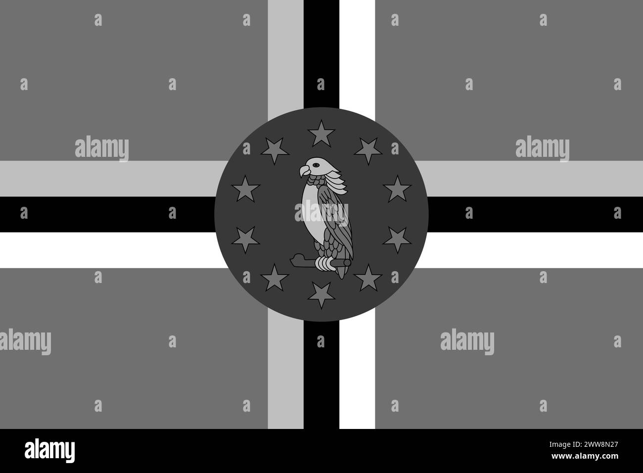Dominica flag - greyscale monochrome vector illustration. Flag in black ...