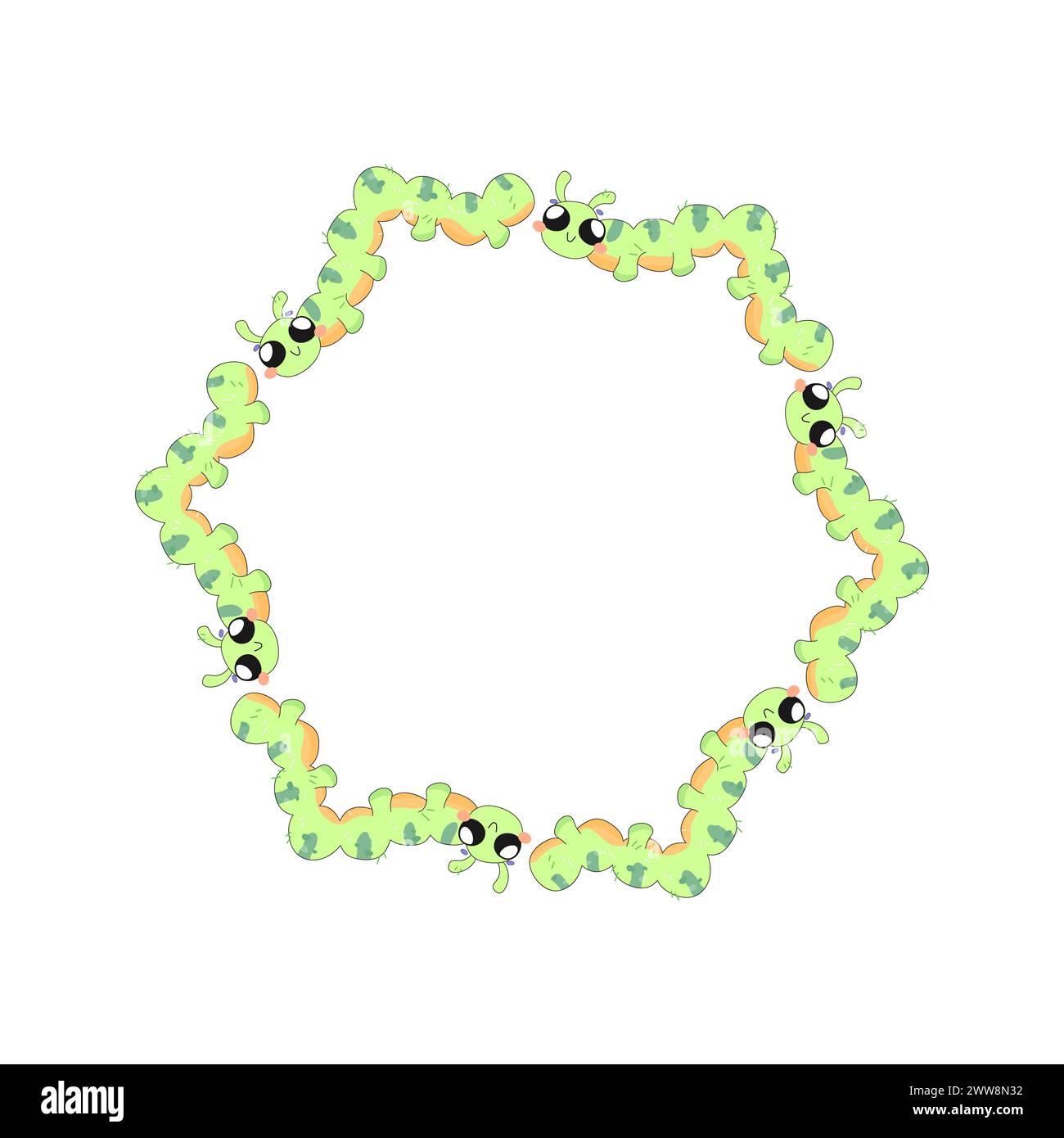 cute frame, with insects, caterpillars infant, summer spring for ...