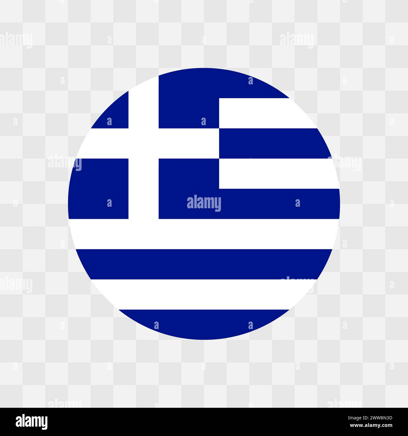 Greece flag - circle vector flag isolated on checkerboard transparent ...