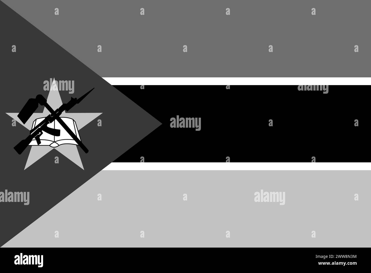 Mozambique flag - greyscale monochrome vector illustration. Flag in ...
