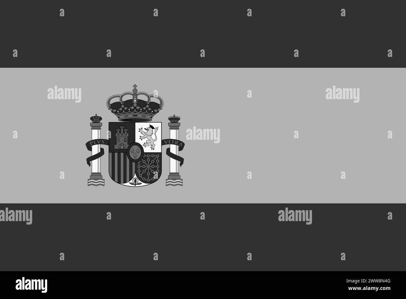 Spain flag - greyscale monochrome vector illustration. Flag in black ...