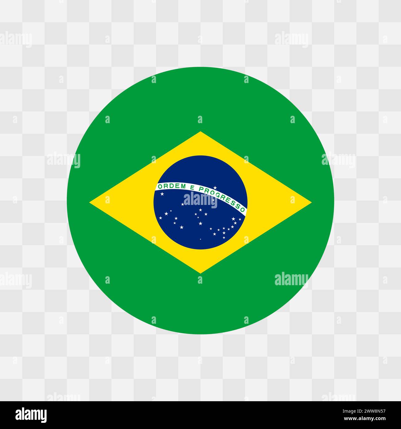 Brazil flag - circle vector flag isolated on checkerboard transparent ...