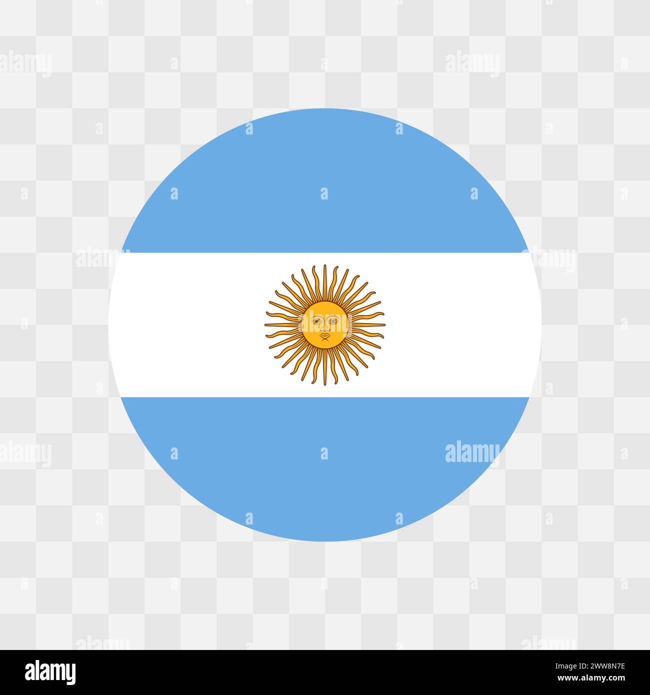 Argentina flag - circle vector flag isolated on checkerboard ...
