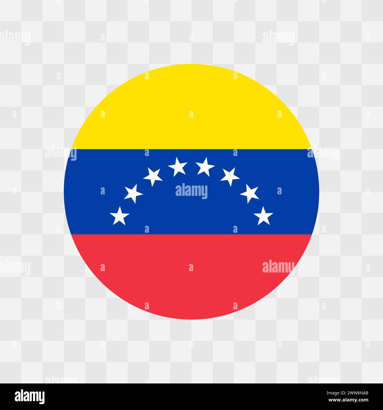 Venezuela flag - circle vector flag isolated on checkerboard ...