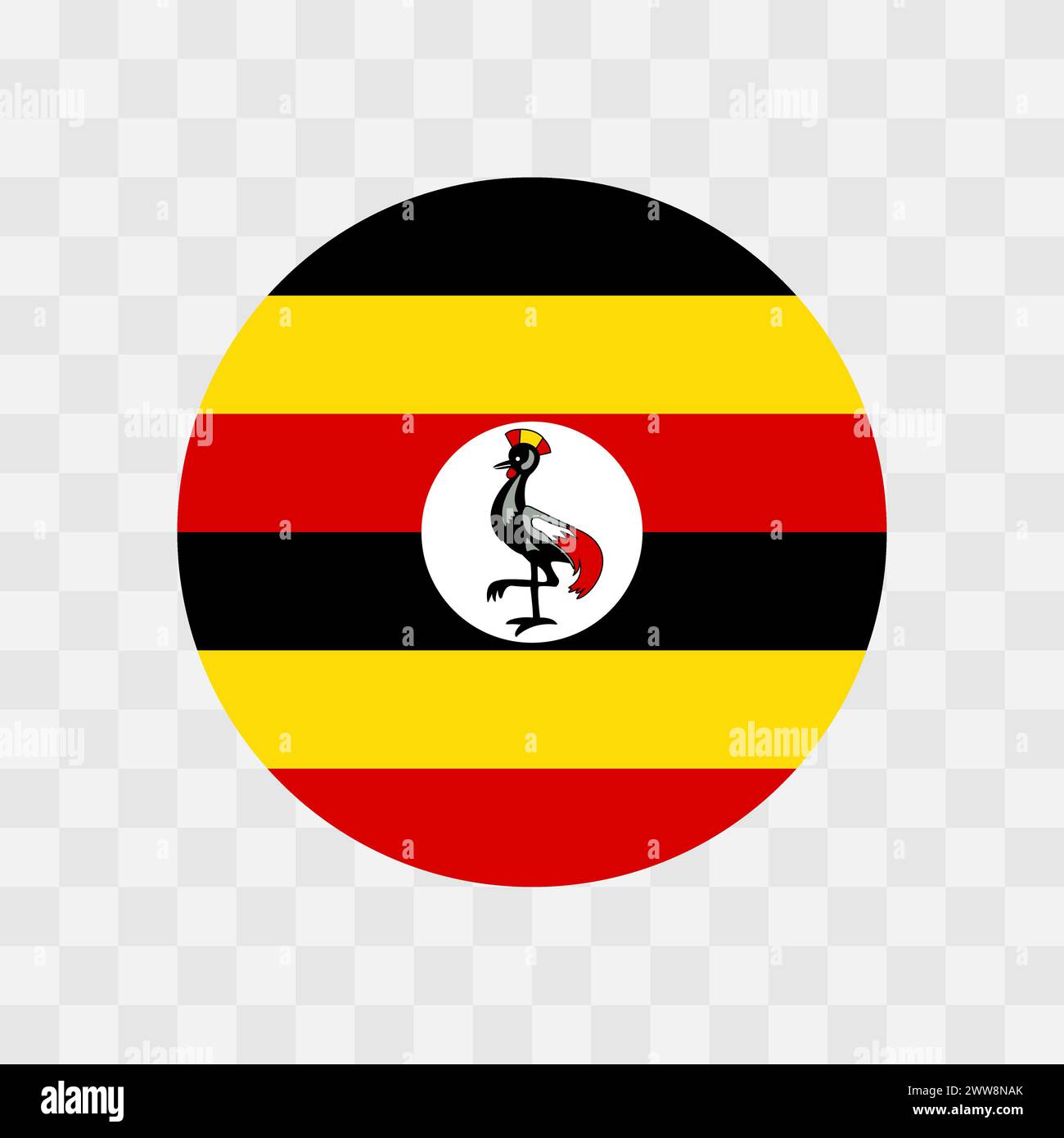 Uganda flag - circle vector flag isolated on checkerboard transparent ...
