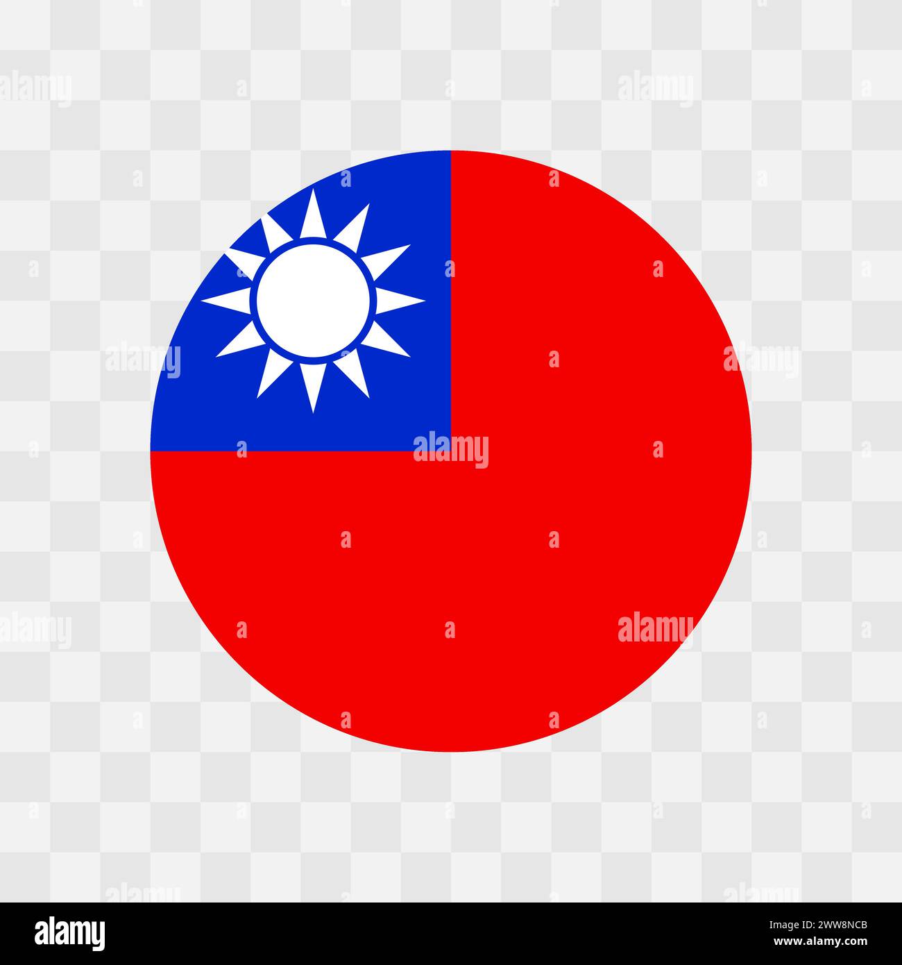 Taiwan flag - circle vector flag isolated on checkerboard transparent ...